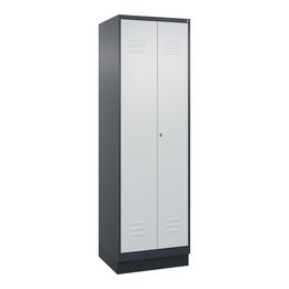 C+P Schwarz-Wei&szlig;-Spind Classic PLUS, Sockel, 2 Abteile, 1950x600x500mm, 7016/703 Front RAL 7035 Lichtgrau Verschluss Zylinderschloss ; C + P M&ouml;belsyst (080022-20|S10028)