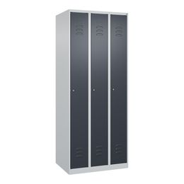 C+P Spind Classic PLUS, 3 Abteile, 1850x750x500mm, 7035/7016 Verschluss Zylinderschloss 3 Garderobenhaken ; C + P M&ouml;belsysteme (080000-39|S10015)
