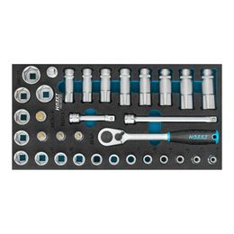 Hazet Steckschlüssel-Satz, Innen-Vierkant (Robertson) 10 =3⁄8 Zoll , 33-teilig 163-483/33 Vierkant hohl 10 mm (3/8 Zoll) Außen-S)