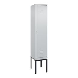 C+P Spind Classic PLUS, Gestell, 1 Abteil, 2120x400x500mm, 7035/7035 Verschluss Zylinderschloss 4 Garderobenhaken Trennwand mittig ; C + P M&ouml;belsystem (0800307-12F|S10024)