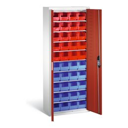 C+P Magazinschrank mit 40 Sichtlagerk&auml;sten, H1690xB700xT300mm Front Rubinrot Korpus Lichtgrau ; C + P M&ouml;belsysteme (133413-22|S10040)