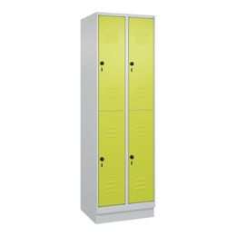 C+P Doppelstock-Spind Classic PLUS, Sockel, 2 Abteile, 1950x600x500mm, 7035/0024 Front 1108060 RDS Viridingr&uuml;n ; C + P M&ouml;belsysteme (080320-20|S10010)