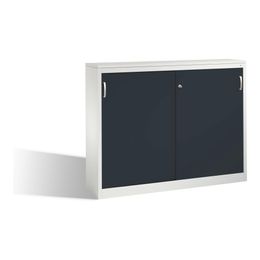 C+P Akten-Sideboard Acurado mit Schiebet&uuml;ren, 2 x 3 Ordnerh&ouml;hen, H1200xB1600xT400mm Front Schwarzgrau Korpus Lichtgrau ; C + P M&ouml;belsysteme (2147-1200|S10076)