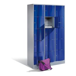 C+P Schließfachschrank Resisto, 15 Fächer, H1950xB1150xT540mm Front Enzianblau Korpus Lichtgrau ; C + P Möbelsysteme (8570-372|S10014)