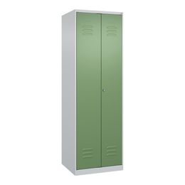 C+P Putzmittel-Spind Classic PLUS, 2 Abteile, 1850x600x500mm, 7035/6011 Verschluss Zylinderschloss ; C + P M&ouml;belsysteme (080100-00|S10019)