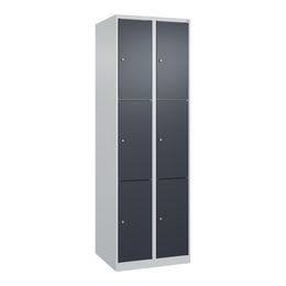 C+P Schlie&szlig;fachschrank Classic PLUS, 2 Abteile, 1850x600x500mm, 7035/7016 Innenh&ouml;he Gefach oben (oberes 599 mm Front RAL 7016 Anthrazitgrau ; C + P M&ouml; (080000-203|S10007)