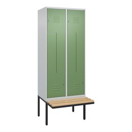C+P Z-Spind Classic PLUS, Bank, 4 F&auml;cher, 2120x800x815mm, 7035/6011 Verschluss Zylinderschloss Sitzbanktyp auskragend Material Sitzfl&auml;che Buche-Hartho (0800437-224|S10021)