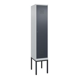 C+P Spind Classic PLUS, Gestell, 1 Abteil, 2120x400x500mm, 7035/7016 Verschluss Zylinderschloss 4 Garderobenhaken ; C + P M&ouml;belsysteme (0800307-12|S10023)