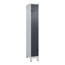 C+P Z-Spind, Classic PLUS, F&uuml;&szlig;e, 2 F&auml;cher, 1950x300x500mm, 7035/7016 Verschluss Sicherheits-Drehriegel ; C + P M&ouml;belsysteme (080013-102|S10008)