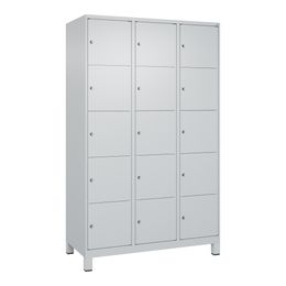 C+P Schlie&szlig;fachschrank Classic PLUS, F&uuml;&szlig;e, 3 Abteile, 1950x1200x500mm, 7035/7035 Innenh&ouml;he Gefach oben (oberes 365 mm Front RAL 7035 Lichtgrau ; C + P (080010-325|S10009)