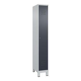 C+P Spind Classic PLUS, F&uuml;&szlig;e, 1 Abteil, 1950x300x500mm, 7035/7016 Verschluss Zylinderschloss 3 Garderobenhaken ; C + P M&ouml;belsysteme (080010-10|S10023)