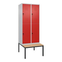 C+P Doppelstock-Spind Classic PLUS, Bank, 2 Abteile, 2120x800x815mm, 7035/3020 Verschluss Sicherheits-Drehriegel Sitzbanktyp untergebaut Material Sitz (0803507-22|S10002)