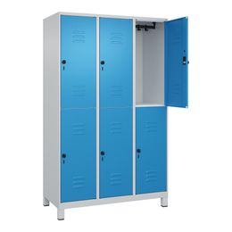 C+P Doppelstock-Spind Classic PLUS, F&uuml;&szlig;e, 3 Abteile, 1950x1200x500mm, 7035/5012 ; C + P M&ouml;belsysteme (080310-32|S10004)