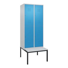 C+P Doppelstock-Spind Classic PLUS, Bank, 2 Abteile, 2120x800x815mm, 7035/5012 Verschluss Zylinderschloss Sitzbanktyp untergebaut Material Sitzfl&auml;che (0803507-22|S10019)
