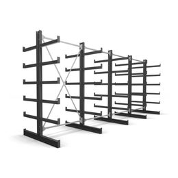 STIER Kragarmregal doppelseitig 4 Felder mit 5 Ebenen 5200x2000x500mm (904483)