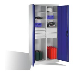 C+P Werkzeugschrank mit Dreht&uuml;ren, 6 B&ouml;den, 6 Sch&uuml;be, H1950xB930xT500mm Front Enzianblau Korpus Lichtgrau ; C + P M&ouml;belsysteme (8921-3041|S10152)