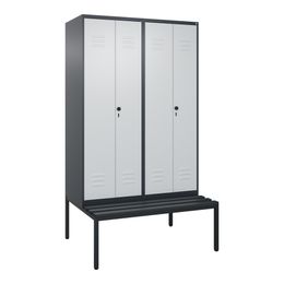 C+P PSA Doppel-Spind Classic PLUS, Bank, 4 Abteile, 2120x1200x815mm, 7016/7035 Verschluss Sicherheits-Drehriegel Sitzbanktyp untergebaut Material Sitz (0800527-40P|S10043)