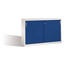 C+P Akten-Sideboard Acurado mit Schiebetüren, 2 x 2 Ordnerhöhen, H1000xB1600xT400mm Front Enzianblau Korpus Lichtgrau ; C + P Möbelsysteme (2146-00|S10060)