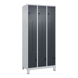 C+P Z-Spind, Classic PLUS, F&uuml;&szlig;e, 6 F&auml;cher, 1950x900x500mm, 7035/7016 Verschluss Sicherheits-Drehriegel ; C + P M&ouml;belsysteme (080013-306|S10008)