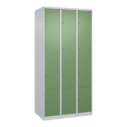C+P Schlie&szlig;fachschrank Classic PLUS, 3 Abteile, 1850x900x500mm, 7035/6011 Innenh&ouml;he Gefach oben (oberes 453 mm Front RAL 6011 Resedagr&uuml;n ; C + P M&ouml;bel (080000-304|S10006)