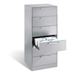 C+P Karteischrank Asisto für Karteikarten DIN A5 quer, 6 Schubladen, zweibahnig Weißaluminium ; C + P Möbelsysteme (146224-622|S10007)