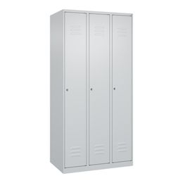 C+P Spind Classic PLUS, 3 Abteile, 1850x900x500mm, 7035/7035 Verschluss Zylinderschloss 3 Garderobenhaken ; C + P M&ouml;belsysteme (080000-30|S10026)