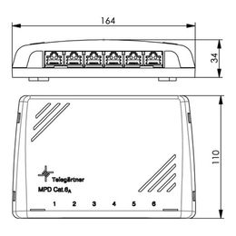 Telegärtner Telegärtner Mini-Verteiler aus Metall für die Verteilung von Daten nach Cat.6A, mit Kabelabfangung und Erdungsklemme, Farbe: alpinweiß, Typ: MPD6-HS K (100006987)