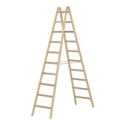 Hymer Holz-Sprossenstehleiter, beidseitig begehbar, 2x10 Sprossen (7141020)