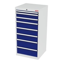 STIER Schubladenschrank mit 8 Schubladen BxTxH 600x575x1220 mm lichtgrau/enzianblau (905053)