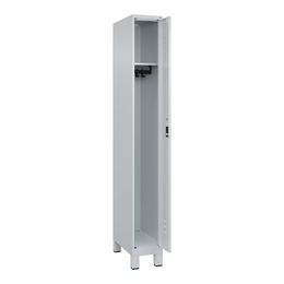 C+P Spind Classic PLUS, F&uuml;&szlig;e, 1 Abteil, 1950x250x500mm, 7035/7035 Verschluss Zylinderschloss 3 Garderobenhaken ; C + P M&ouml;belsysteme (080010-19|S10024)