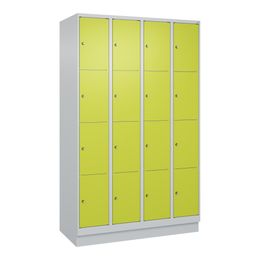 C+P Schlie&szlig;fachschrank Classic PLUS, Sockel, 4 Abteile, 1950x1200x500mm, 7035/00 Innenh&ouml;he Gefach oben (oberes 453 mm Front 1108060 RDS Viridingr&uuml;n ; (080020-404|S10010)