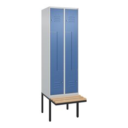 C+P Z-Spind Classic PLUS, Bank, 4 F&auml;cher, 2120x600x815mm, 7035/5023 Verschluss Zylinderschloss Sitzbanktyp auskragend Material Sitzfl&auml;che Buche-Hartho (0800437-204|S10020)
