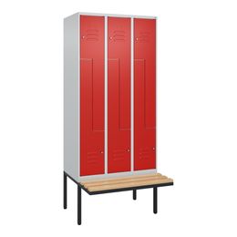 C+P Z-Spind Classic PLUS, Bank, 6 F&auml;cher, 2120x900x815mm, 7035/3020 Verschluss Zylinderschloss Sitzbanktyp auskragend Material Sitzfl&auml;che Buche-Hartho (0800437-306|S10017)