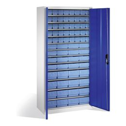 C+P Magazinschrank mit 72 Regalk&auml;sten, H1980xB1000xT420mm Front Enzianblau Korpus Lichtgrau ; C + P M&ouml;belsysteme (133144-28|S10032)