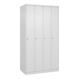C+P Spind Classic PLUS, 4 Abteile, 1850x1000x500mm, 9016/9016 Verschluss Zylinderschloss 3 Garderobenhaken ; C + P M&ouml;belsysteme (080000-49|S10030)