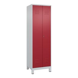C+P Schwarz-Wei&szlig;-Spind Classic PLUS, F&uuml;&szlig;e, 2 Abteile, 1950x600x500mm, 7035/3003 Verschluss Zylinderschloss ; C + P M&ouml;belsysteme (080012-20|S10016)
