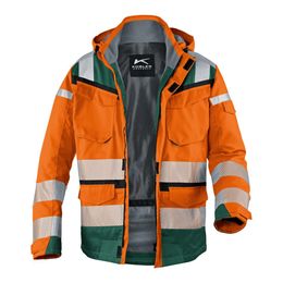 KÜBLER WORKWEAR Kübler PSA Reflectiq Jacke 1307 warnorange/moosgrün L ; Kübler Workwear (13078332-3765-L)