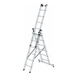 MUNK Aluminium-Mehrzweckleiter 3-teilig nivello®-Traverse 3 x 6 Sprossen (033306)