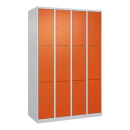 C+P Schlie&szlig;fachschrank Classic PLUS, 4 Abteile, 1850x1200x500mm, 7035/2004 Innenh&ouml;he Gefach oben (oberes 599 mm Front RAL 2004 Reinorange ; C + P M&ouml;be (080000-403|S10000)