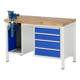 Rau Werkbank höhenverstellbar 8185A1, B1250xT700xH840-1040mm, 4x Schublade-TA, SSKL (03-8185A1-127B4H.11)