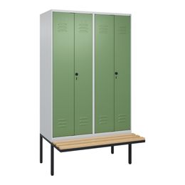 C+P PSA Doppel-Spind Classic PLUS, Bank, 4 Abteile, 2120x1200x815mm, 7035/6011 Verschluss Sicherheits-Drehriegel Sitzbanktyp auskragend Material Sitzf (0800427-40P|S10006)