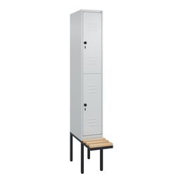 C+P Doppelstock-Spind Classic PLUS, Bank, 1 Abteil, 2120x300x815mm, 7035/7035 Verschluss Sicherheits-Drehriegel Sitzbanktyp auskragend Material Sitzfl (0803407-10|S10009)