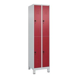 C+P Doppelstock-Spind Classic PLUS, F&uuml;&szlig;e, 2 Abteile, 1950x500x500mm, 7035/3003 ; C + P M&ouml;belsysteme (080310-29|S10001)