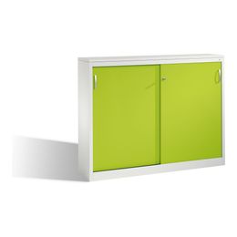 C+P Akten-Sideboard Acurado mit Schiebet&uuml;ren, 2 x 3 Ordnerh&ouml;hen, H1200xB1600xT400mm Front Viridingr&uuml;n Korpus Lichtgrau ; C + P M&ouml;belsysteme (2147-1200|S10279)