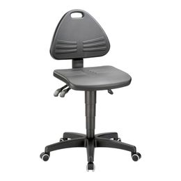 bimos Arbeitsstuhl Isitec mit Rollen und PU-Schaum schwarz Sitzhöhe 430-600 mm (9608-2000)