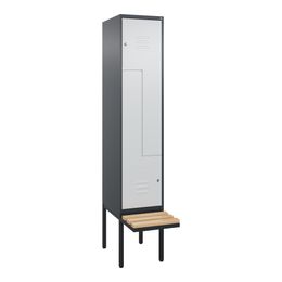 C+P Z-Spind Classic PLUS, Bank, 2 F&auml;cher, 2120x400x815mm, 7016/7035 Verschluss Zylinderschloss Sitzbanktyp auskragend Material Sitzfl&auml;che Buche-Hartho (0800437-122|S10028)
