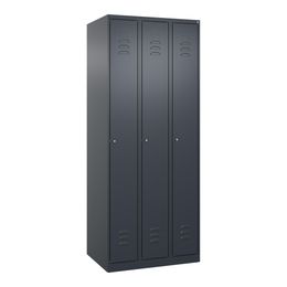 C+P Spind Classic PLUS, 3 Abteile, 1850x750x500mm, 7016/7016 Verschluss Zylinderschloss 3 Garderobenhaken ; C + P M&ouml;belsysteme (080000-39|S10025)