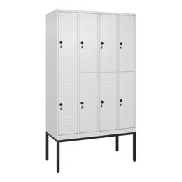 C+P Doppelstock-Spind Classic PLUS, Gestell, 4 Abteile, 2120x1200x500mm, 9016/90 Verschluss Sicherheits-Drehriegel Front RAL 9016 Verkehrswei&szlig; ; C + P (0803307-40|S10014)