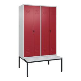 C+P PSA Doppel-Spind Classic PLUS, Bank, 4 Abteile, 2120x1200x815mm, 7035/3003 Verschluss Sicherheits-Drehriegel Sitzbanktyp untergebaut Material Sitz (0800527-40P|S10031)