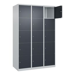 C+P Schlie&szlig;fachschrank Classic PLUS, 3 Abteile, 1850x1200x500mm, 7035/7016 Innenh&ouml;he Gefach oben (oberes 365 mm Front RAL 7016 Anthrazitgrau ; C + P M (080000-325|S10007)